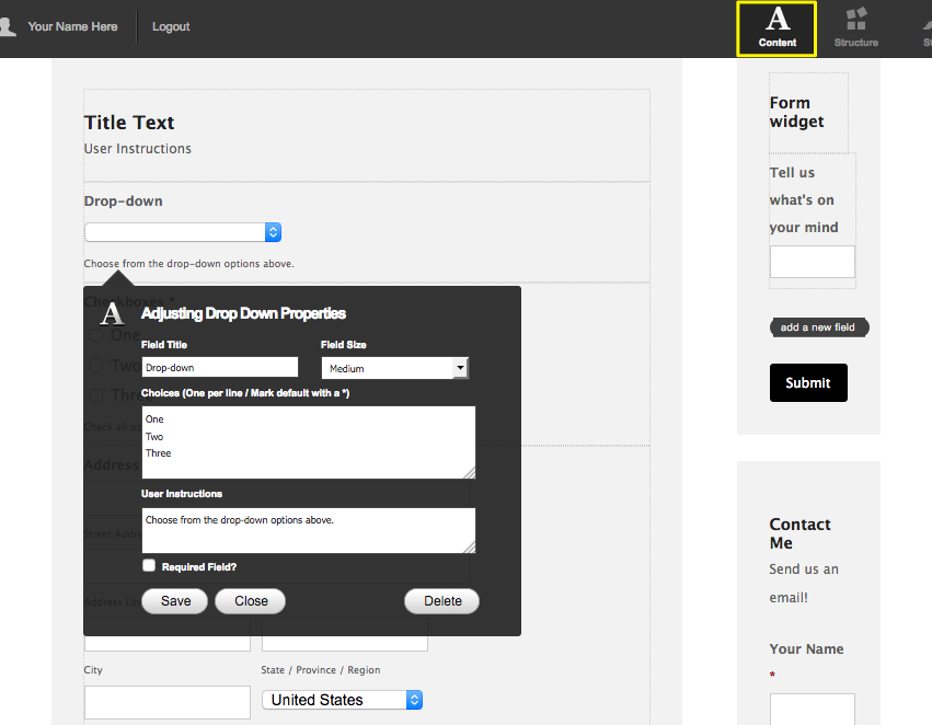 Adding forms – Squarespace 5